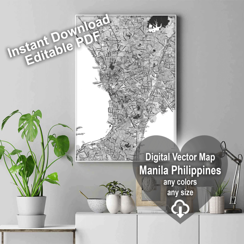 Manila Philippines editable layered PDF Vector Map – Maps in Vector ...