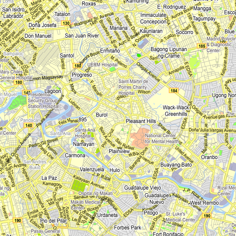 Manila Philippines editable layered PDF Vector Map – Maps in Vector ...