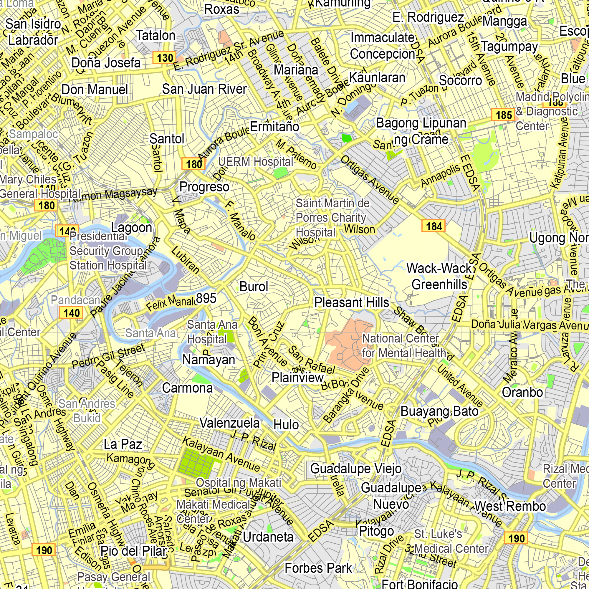 Manila Philippines editable layered PDF Vector Map – Maps in Vector ...