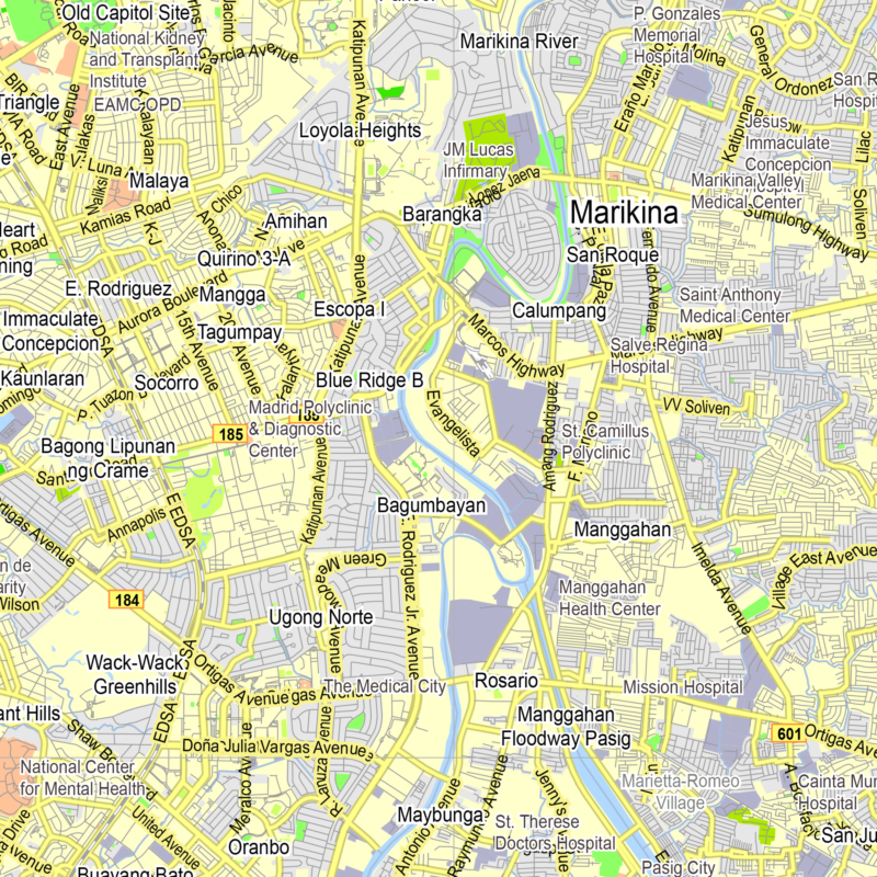 Manila Philippines editable layered PDF Vector Map – Maps in Vector ...