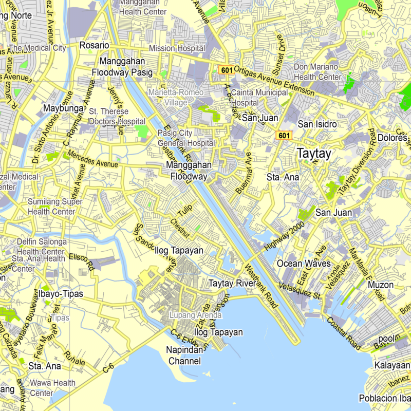 Manila Philippines editable layered PDF Vector Map – Maps in Vector ...