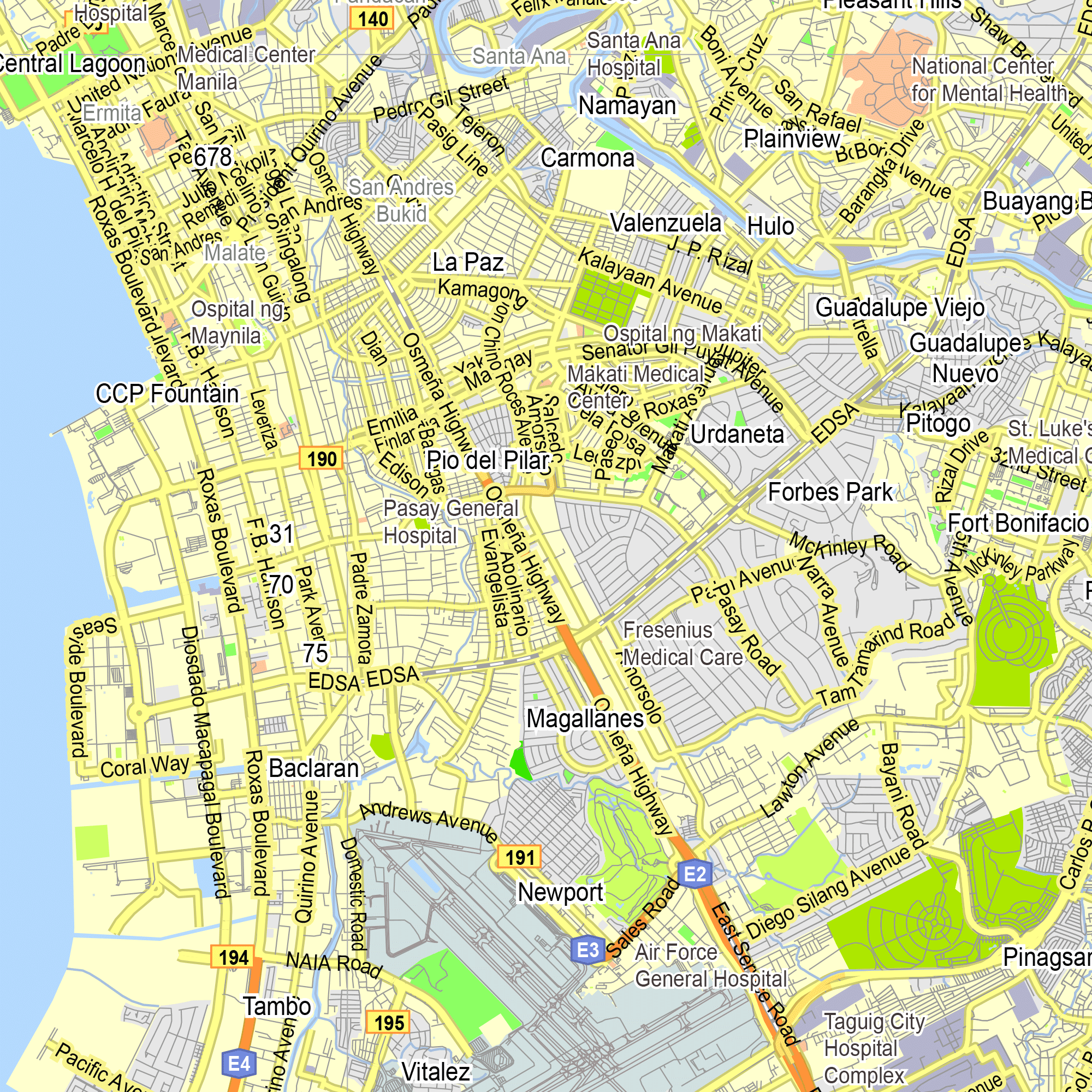 Manila Philippines editable layered PDF Vector Map – Maps in Vector ...