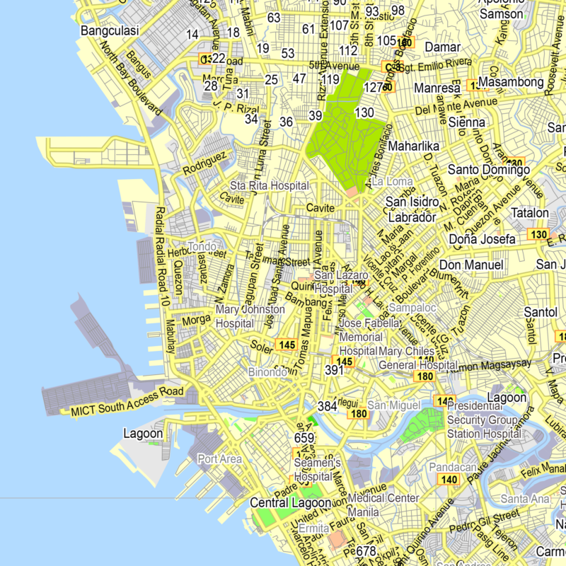 Manila Philippines editable layered PDF Vector Map – Maps in Vector ...