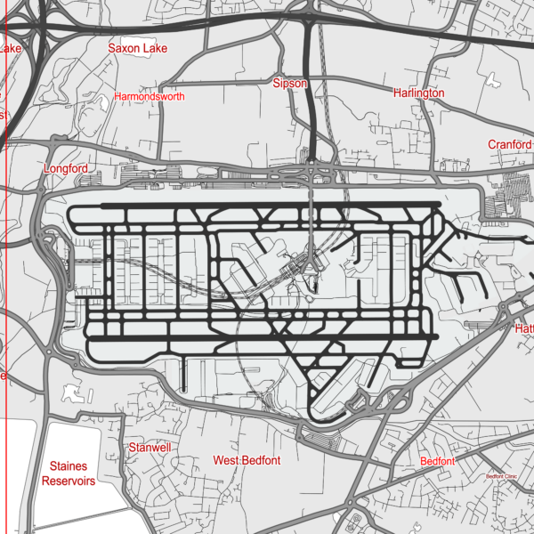 London UK Greater PDF Vector Map: City Plan Low Detailed (simple white ...