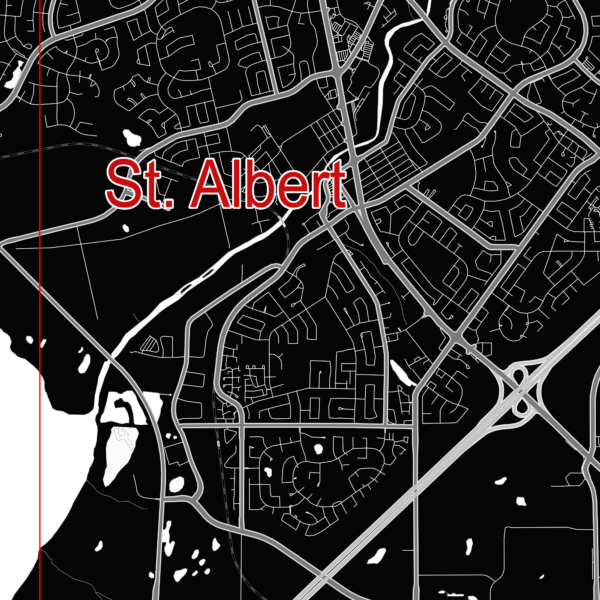Edmonton Canada Map Vector City Plan Low Detailed (simple black) Street ...