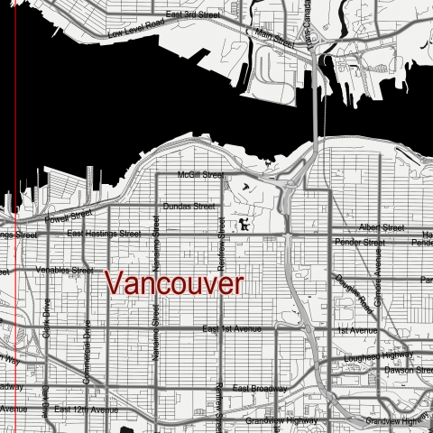 Vancouver Canada PDF Vector Map: City Plan Low Detailed (simple BLANK ...