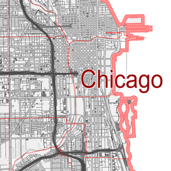 Chicago Illinois US Map Vector City Plan Low Detailed (simple white ...
