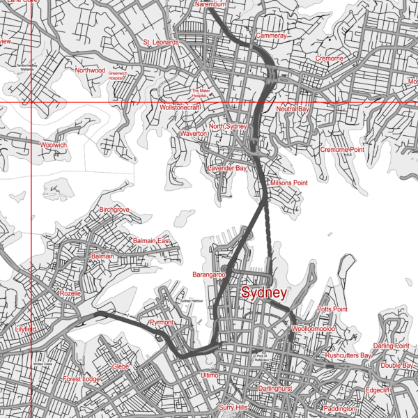 Sydney Australia Map Vector City Plan Low Detailed (simple BLANK ...