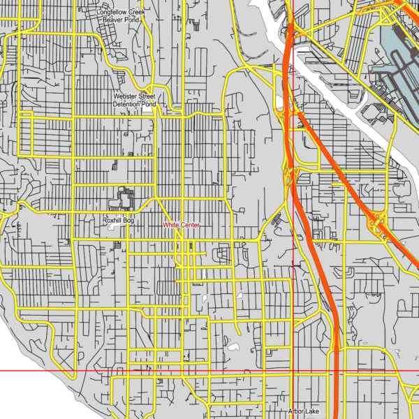 Seattle Washington US Map Vector City Plan Low Detailed (simple white ...