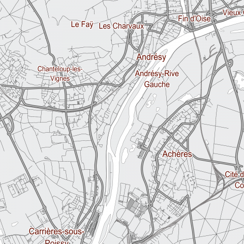 Paris France Map Vector City Plan Low Detailed (simple white) Street ...
