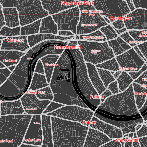 London UK Greater PDF Vector Map: City Plan Low Detailed (simple black ...