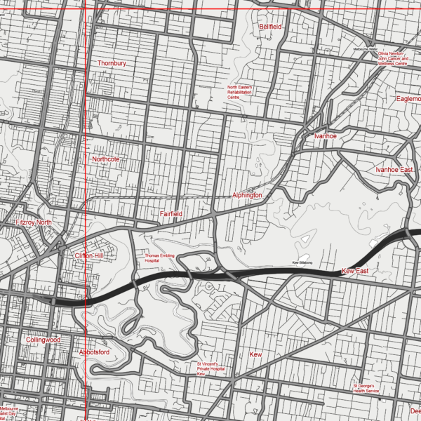 Melbourne Australia Map Vector City Plan Low Detailed (simple white ...