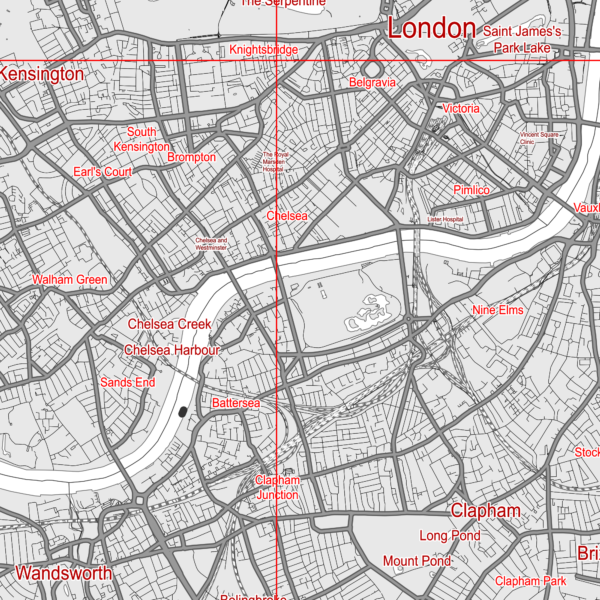 London UK Greater Map Vector City Plan Low Detailed (simple white ...