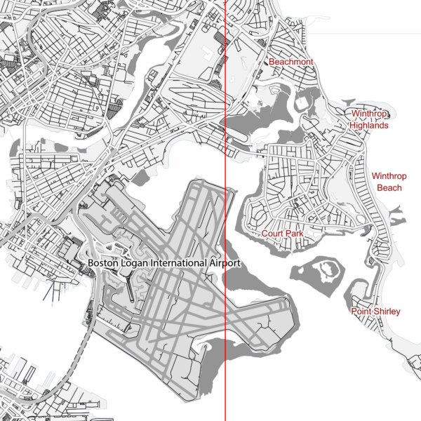 Boston Massachusetts US Map Vector City Plan Low Detailed (simple white ...