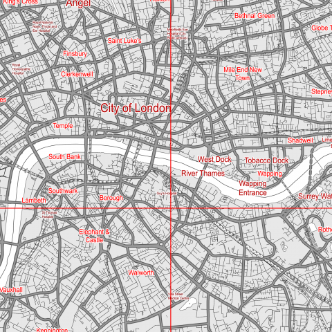 London UK Greater Map Vector City Plan Low Detailed (simple white ...