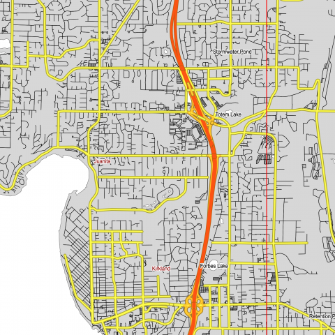 Seattle Washington US Map Vector City Plan Low Detailed (simple white ...