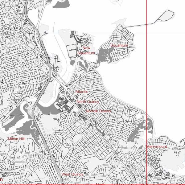 Boston Massachusetts US Map Vector City Plan Low Detailed (simple white ...