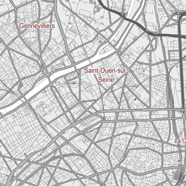 Paris France Map Vector City Plan Low Detailed (simple white) Street ...