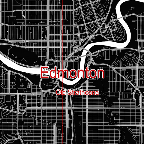 Edmonton Canada Map Vector City Plan Low Detailed (simple black) Street ...