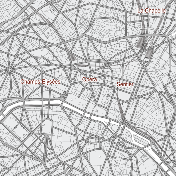 Paris France Map Vector City Plan Low Detailed (simple white) Street ...
