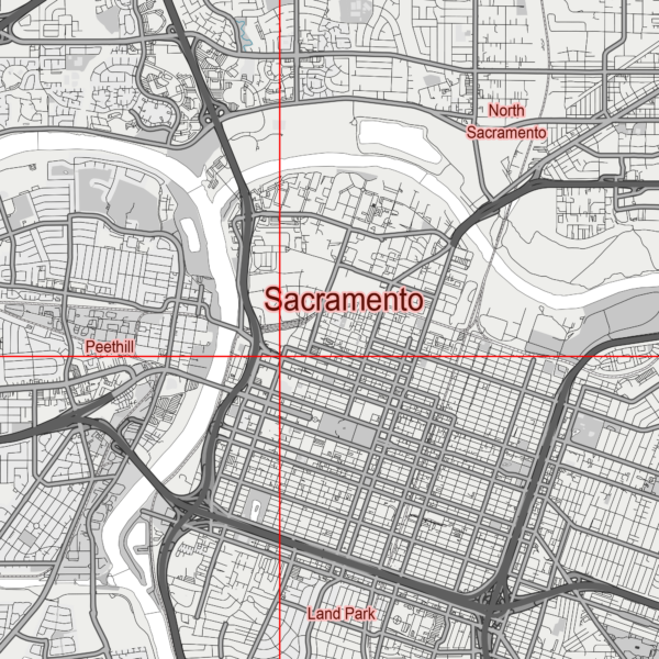 Sacramento California US Map Vector City Plan Low Detailed (simple ...