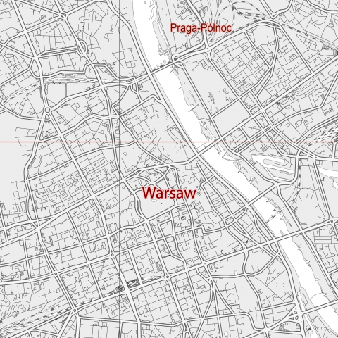Warsaw Poland PDF Vector Map: City Plan Low Detailed (simple BLANK ...