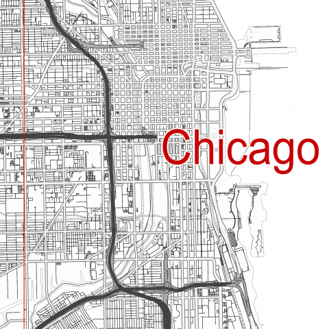 Chicago Illinois US PDF Vector Map: City Plan Low Detailed (simple ...