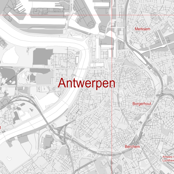 Antwerp Belgium Map Vector City Plan Low Detailed (simple white) Street ...