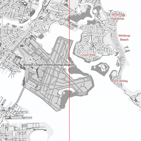 Boston Massachusetts US Map Vector City Plan Low Detailed (simple white ...