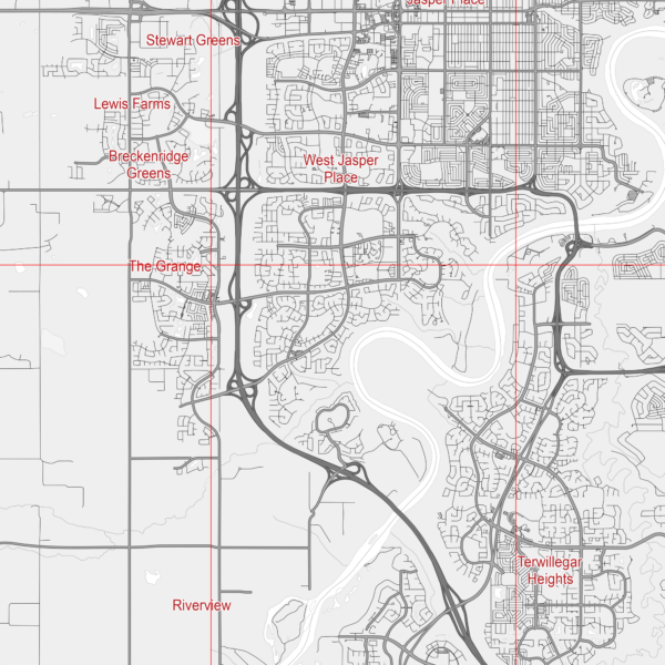 Edmonton Canada Map Vector City Plan Low Detailed (simple white) Street ...