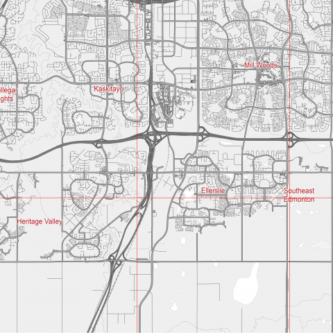 Edmonton Canada Map Vector City Plan Low Detailed (simple white) Street ...