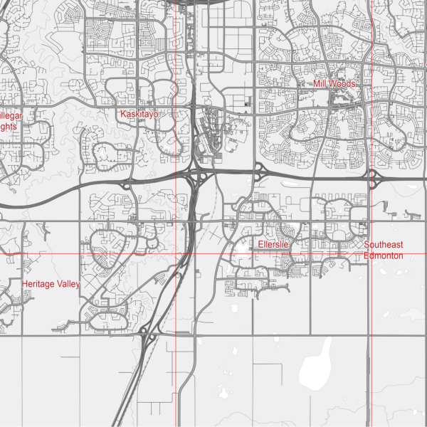 Edmonton Canada Map Vector City Plan Low Detailed (simple white) Street ...