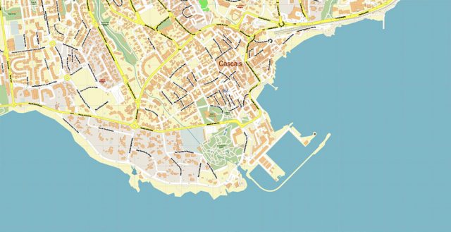 Lisbon (Lisboa) Portugal Map Vector Exact High Detailed City Plan ...