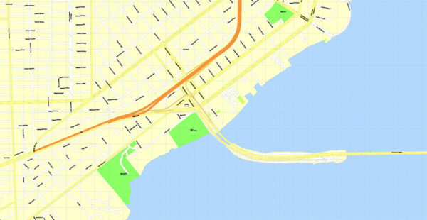 Miami Florida US Map Vector Exact High Detailed City Plan editable ...