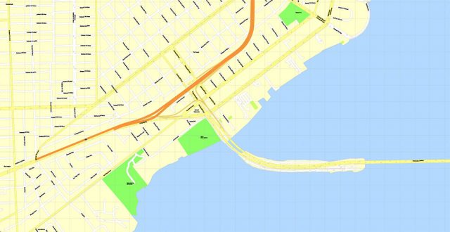 Miami Florida US Map Vector Exact High Detailed City Plan editable ...