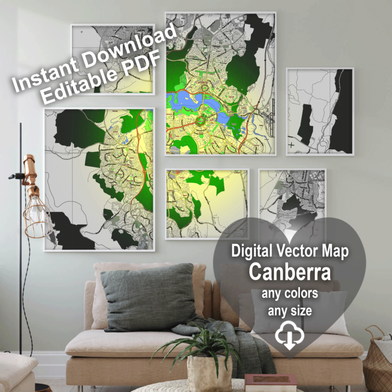 Canberra Australia editable layered PDF Vector Map – Maps in Vector ...