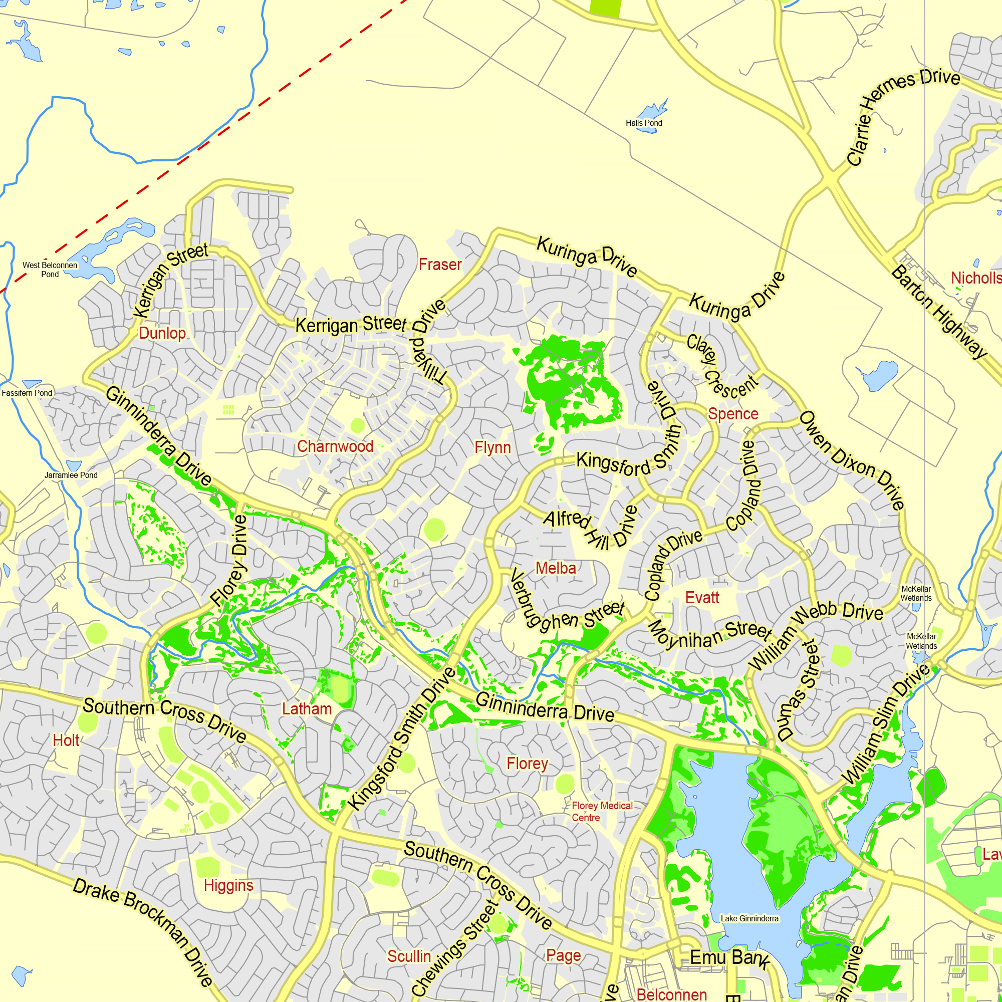 Canberra Australia editable layered PDF Vector Map – Maps in Vector ...