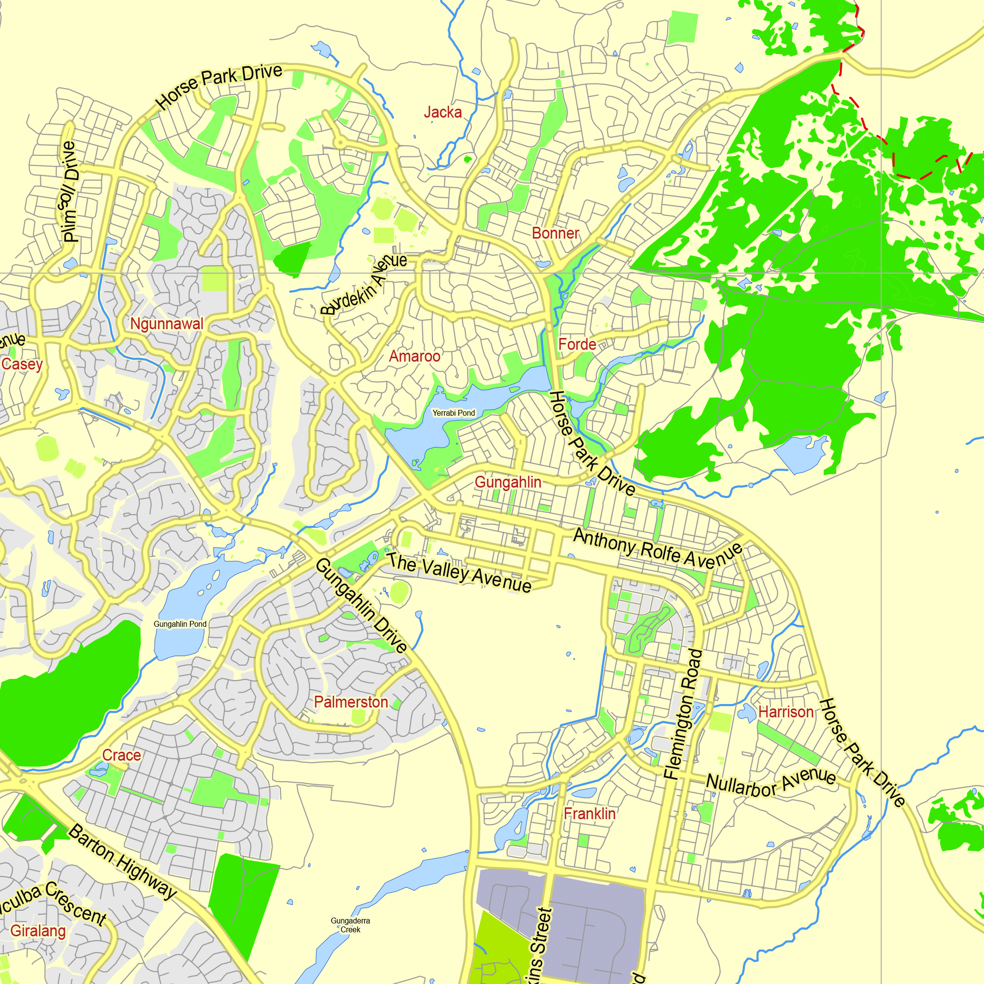 Canberra Australia editable layered PDF Vector Map – Maps in Vector ...