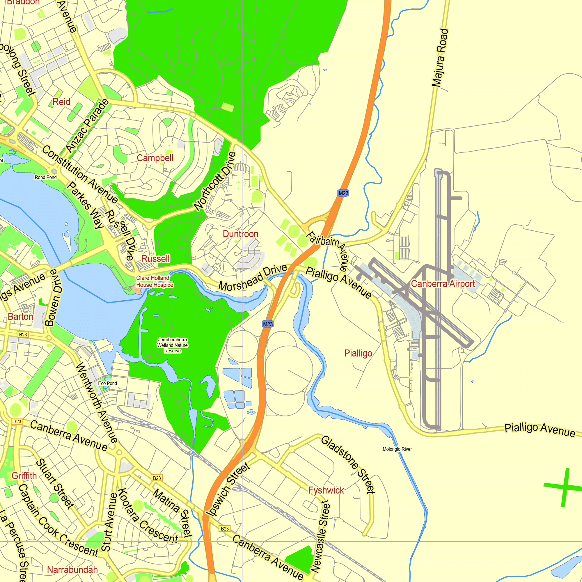 Canberra Australia editable layered PDF Vector Map – Maps in Vector ...