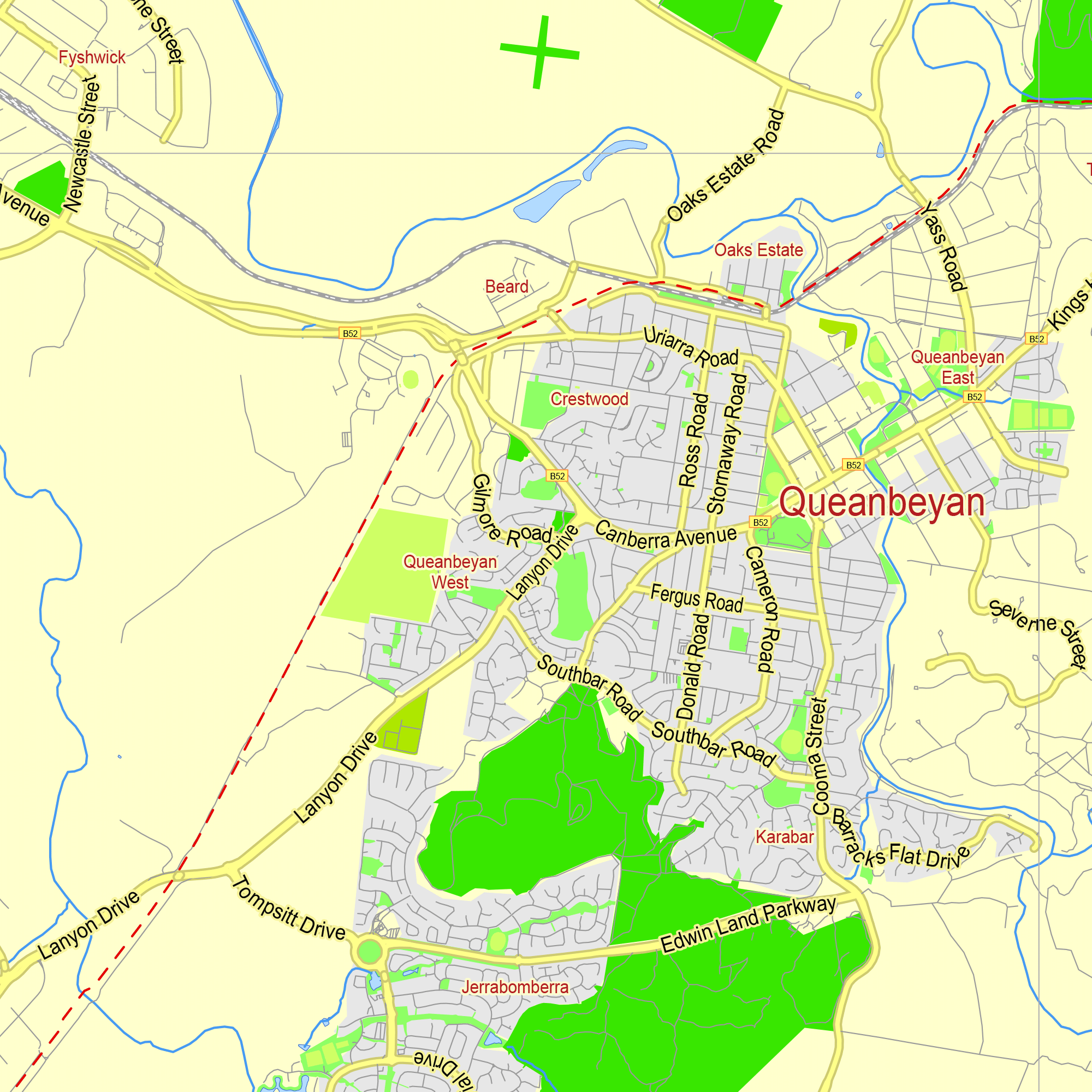 Canberra Australia editable layered PDF Vector Map – Maps in Vector ...