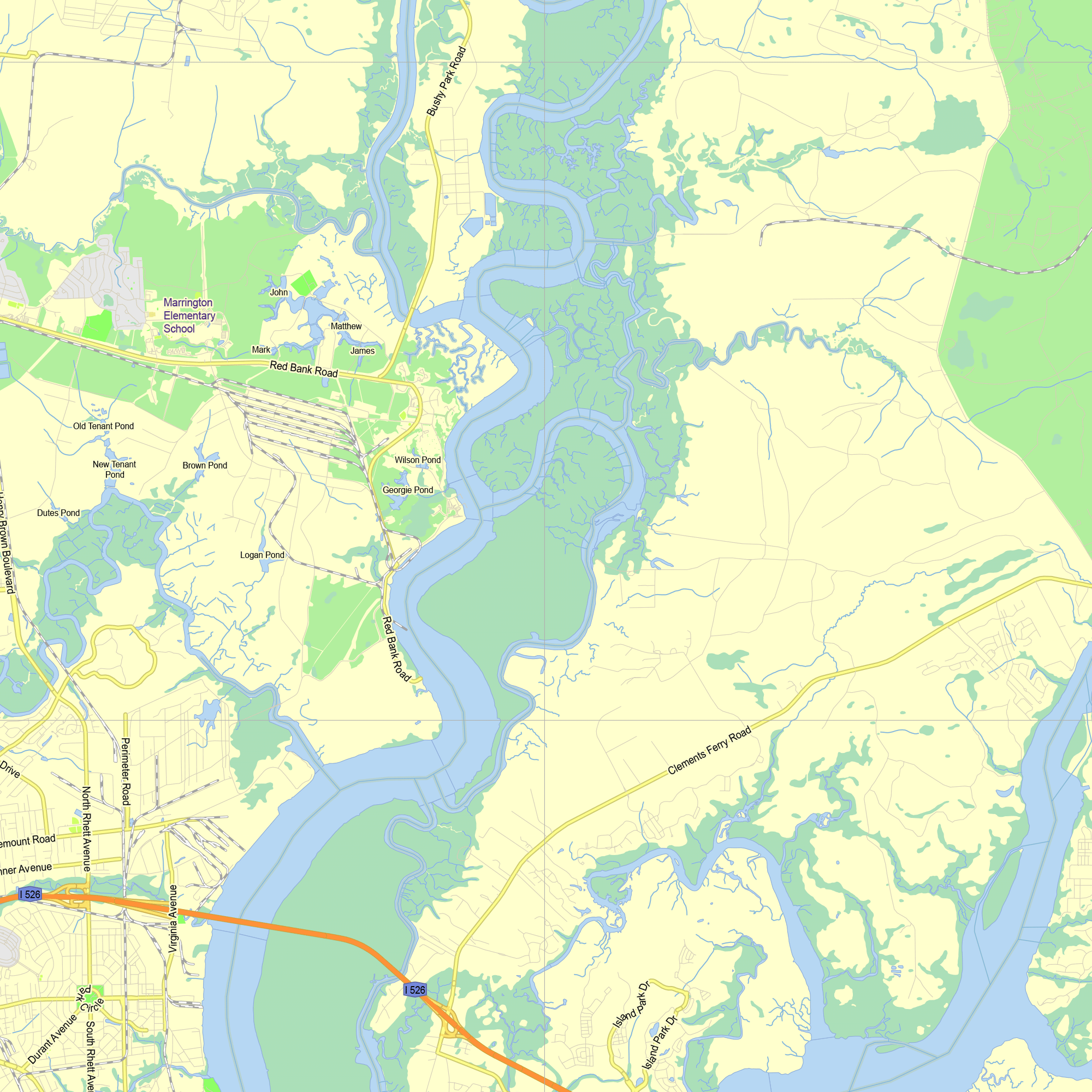 Charleston South Carolina US editable layered PDF Vector Map – Maps in ...