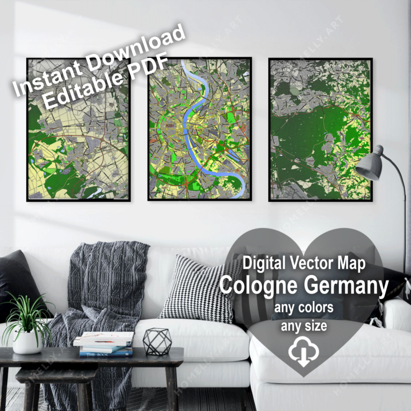 Cologne Germany editable layered PDF Vector Map – Maps in Vector ...