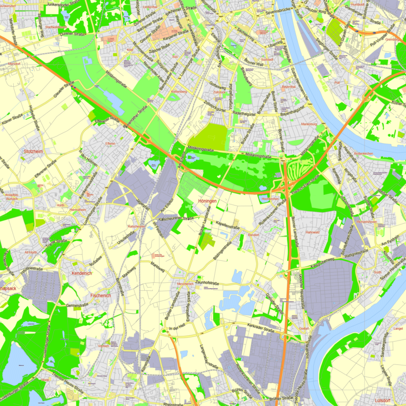 Cologne Germany editable layered PDF Vector Map – Maps in Vector ...