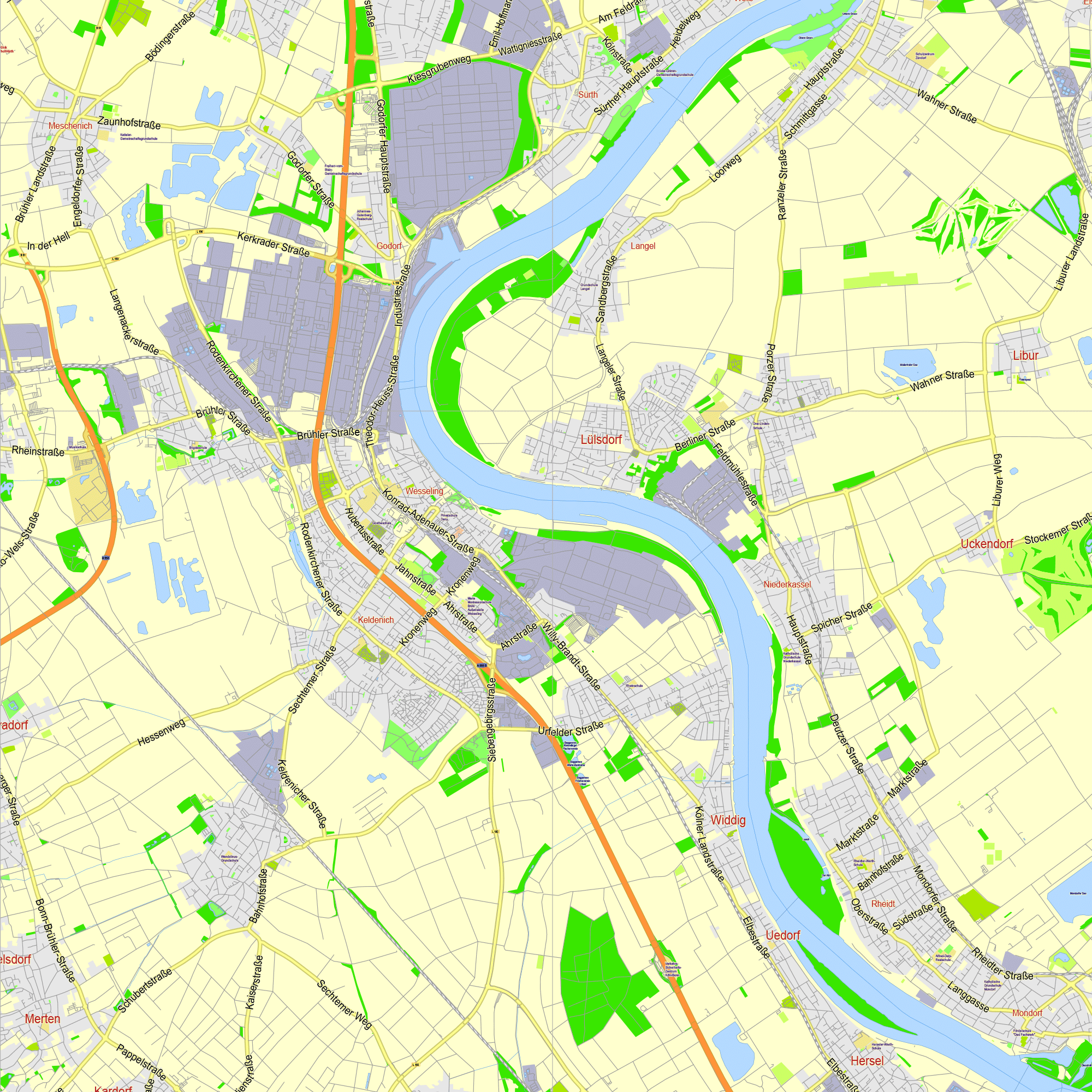 Cologne Germany editable layered PDF Vector Map – Maps in Vector ...