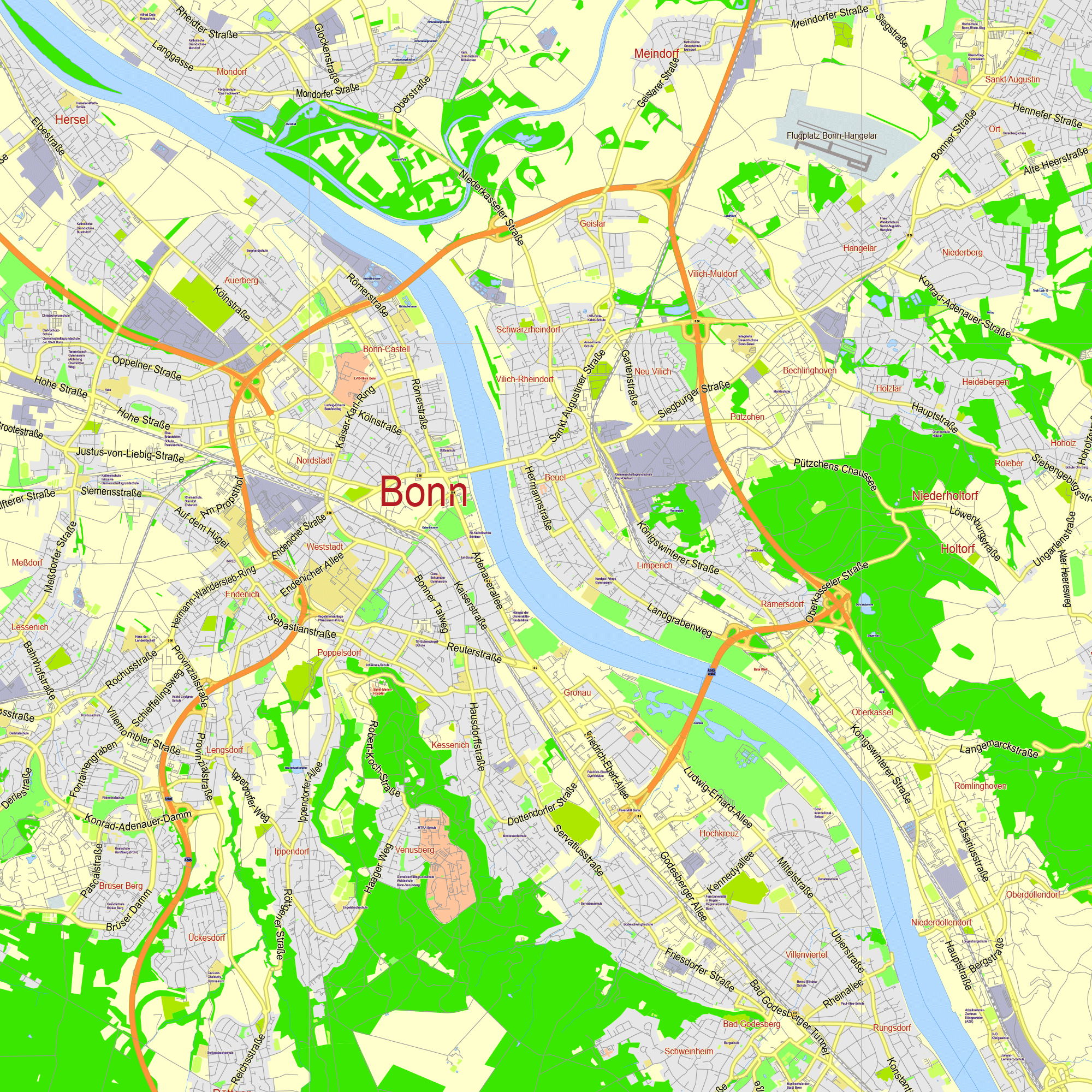 Cologne Germany editable layered PDF Vector Map – Maps in Vector ...