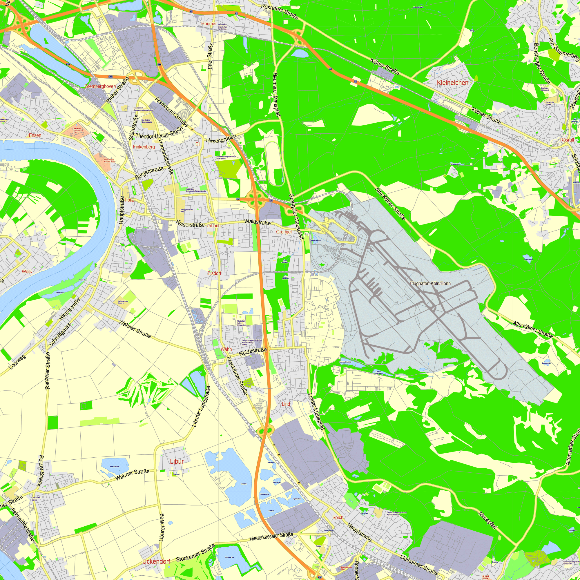 Cologne Germany editable layered PDF Vector Map – Maps in Vector ...