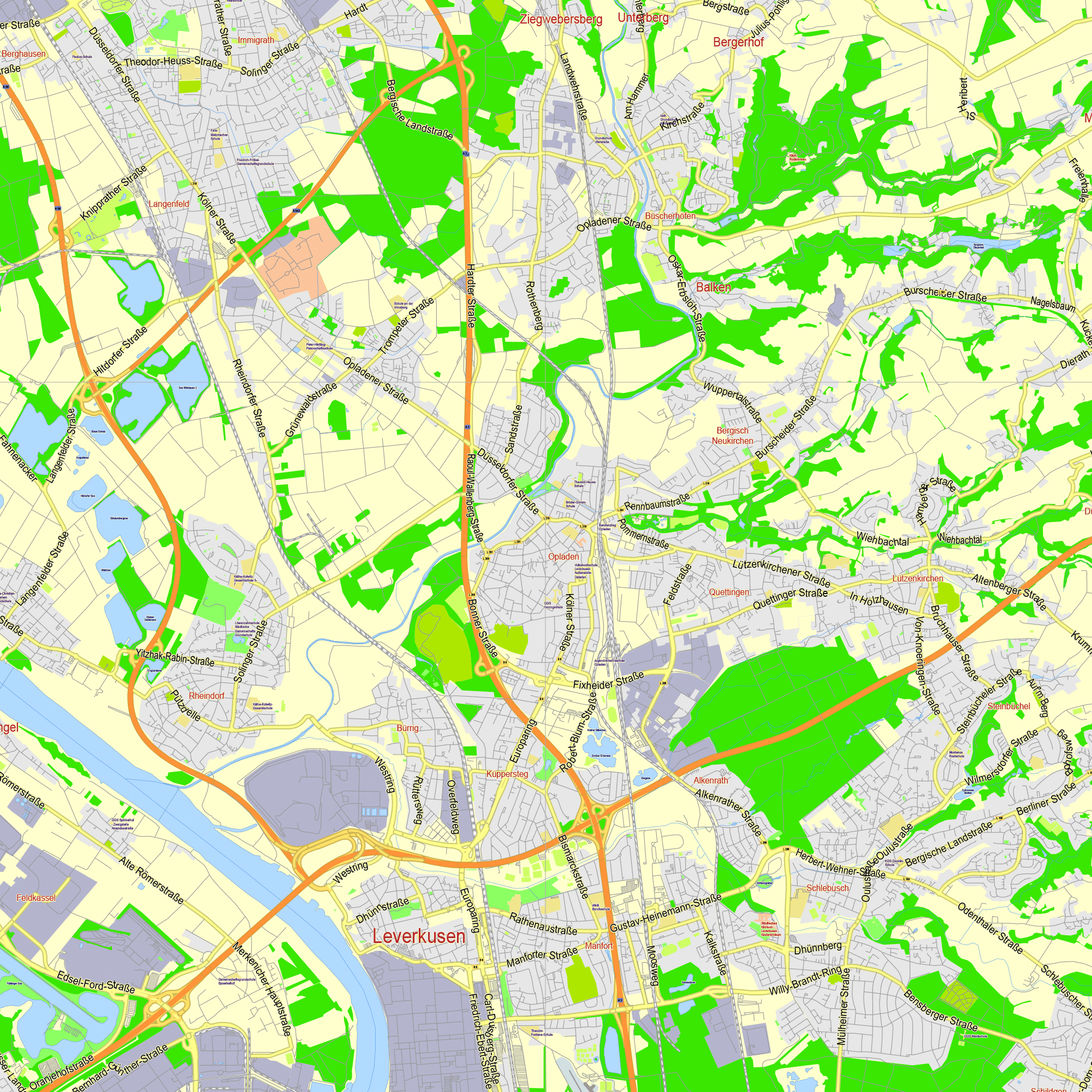 Cologne Germany editable layered PDF Vector Map – Maps in Vector ...