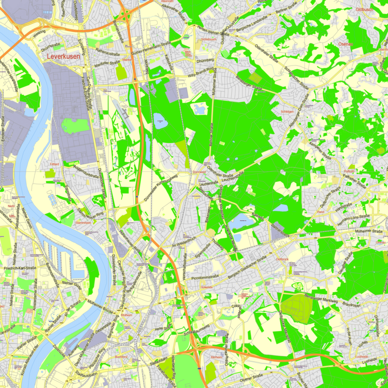 Cologne Germany editable layered PDF Vector Map – Maps in Vector ...