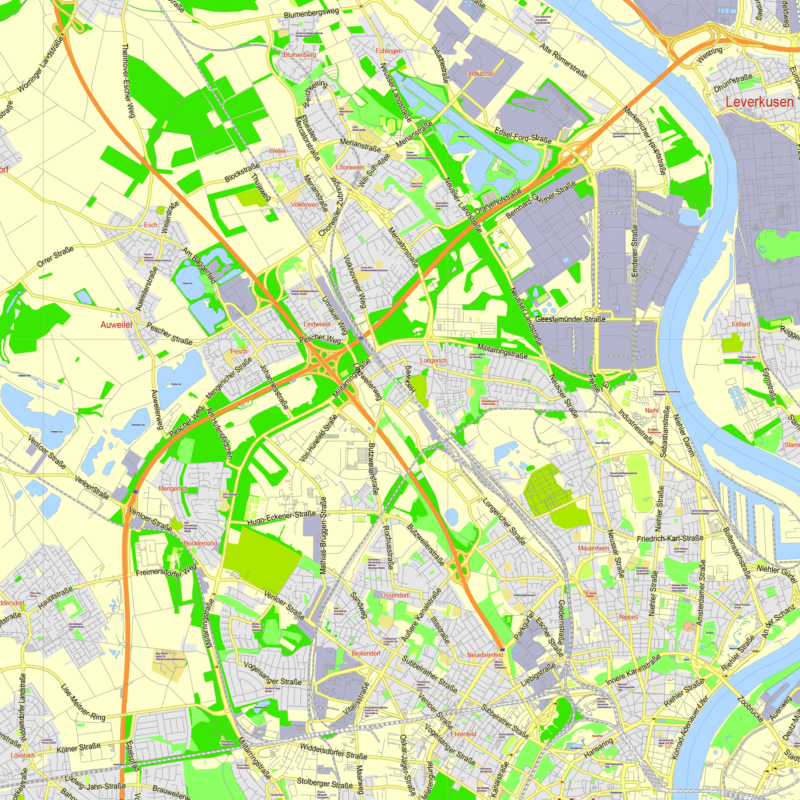 Cologne Germany editable layered PDF Vector Map – Maps in Vector ...