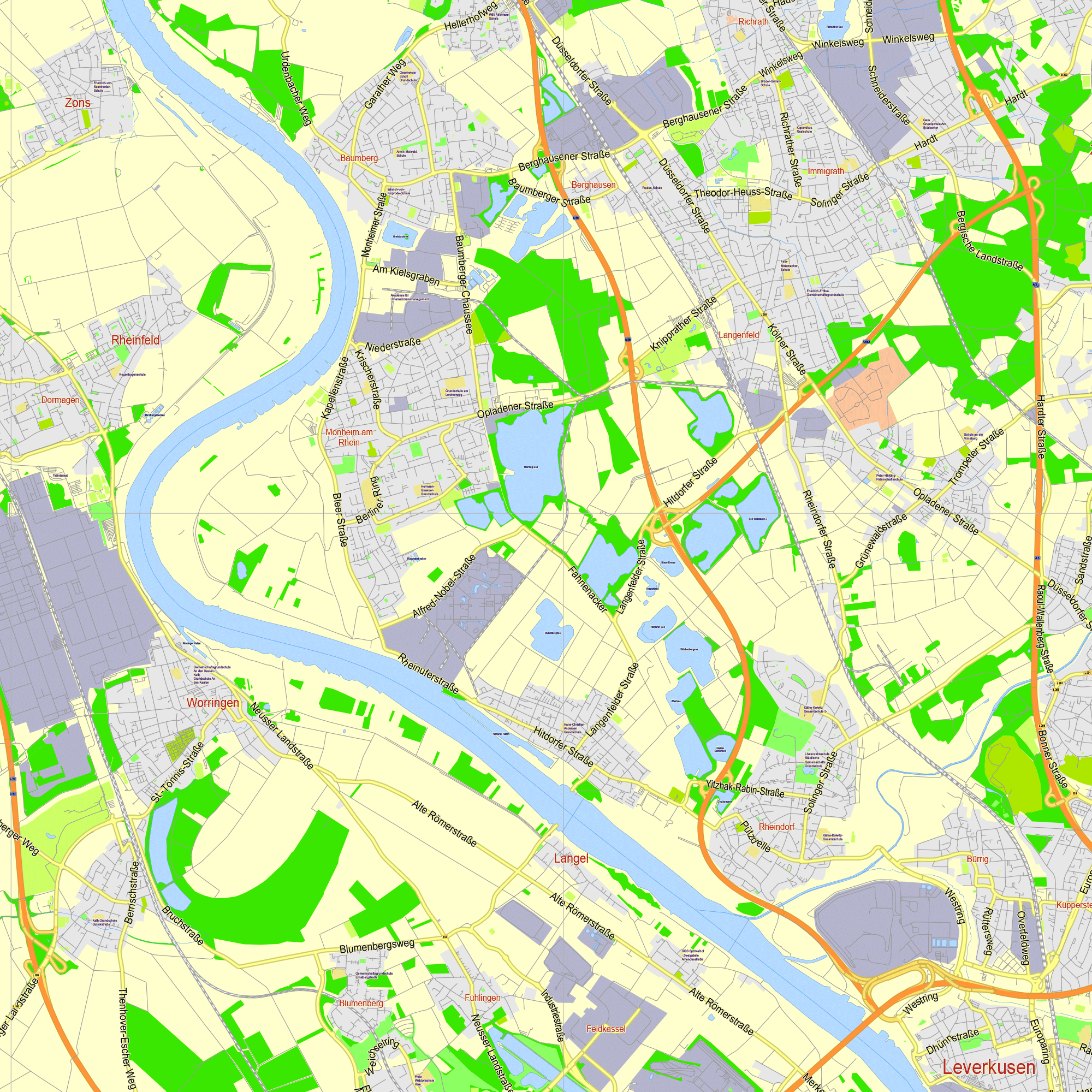 Cologne Germany editable layered PDF Vector Map – Maps in Vector ...